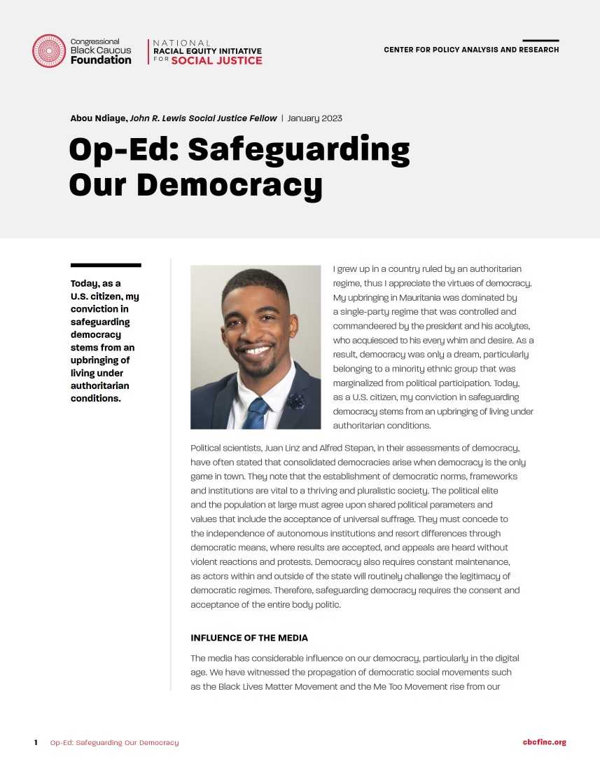 Op-Ed: Safeguarding Our Democracy » Publication » Congressional Black ...
