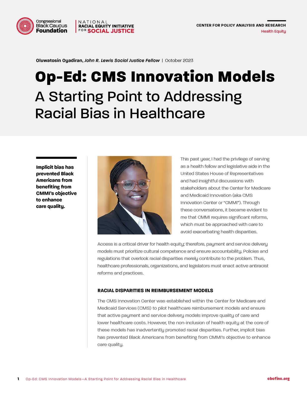 Op-Ed: CMS Innovation Models, A Starting Point to Addressing Racial ...